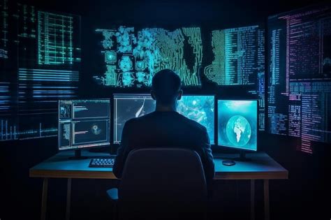 premium ai image software developer works with ai analysis on his