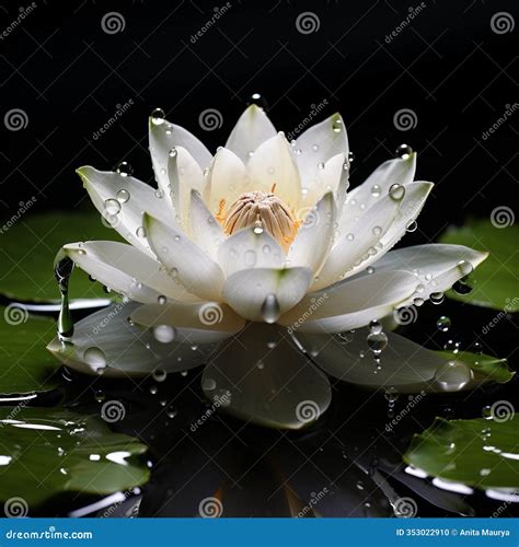 Illustration Of Not Open Lotus Water Drop Effect Generative Ai Stock Illustration
