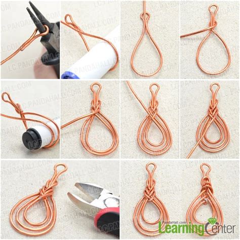 Photo Tutorial On Wire Wrapping Orange Red Pipa Knot Earrings Pandahall Com