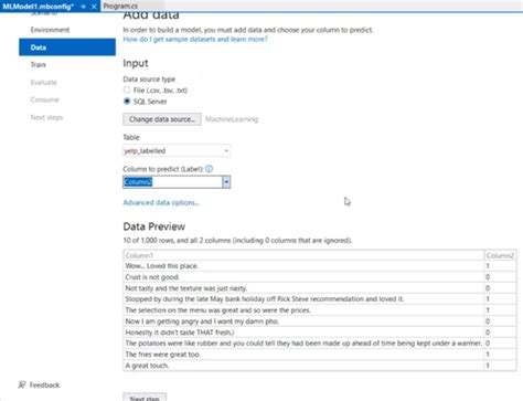 Mlnet Machine Learning Data Classification With Sql Server