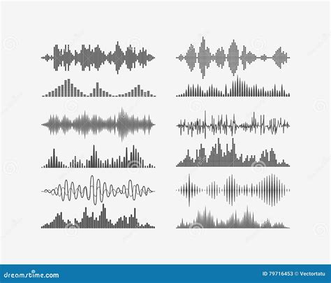Sound Frequency Waves Analog Curved Signal Symbols Audio Track Music