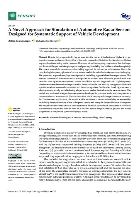 Pdf A Novel Approach For Simulation Of Automotive Radar Sensors Designed For Systematic