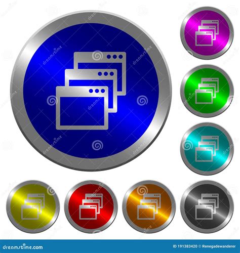 cascade window view mode luminous coin like round color buttons stock vector illustration of