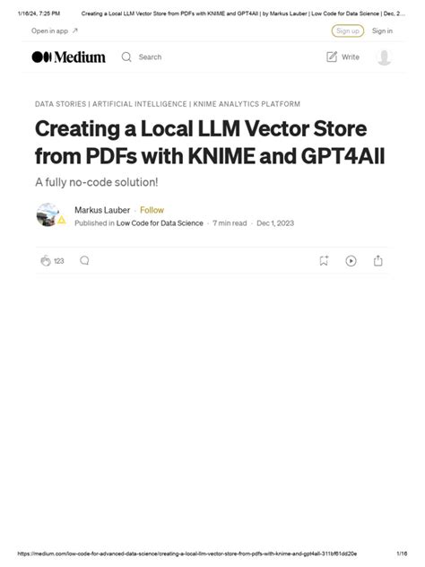 Creating A Local Llm Vector Store From Pdfs With Knime And Gpt4all By Markus Lauber Low Code