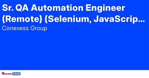 [hiring][full remote] sr qa automation engineer remote selenium