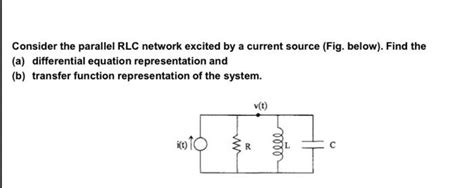 Solved Consider The Parallel RLC Network Excited By A Chegg Com