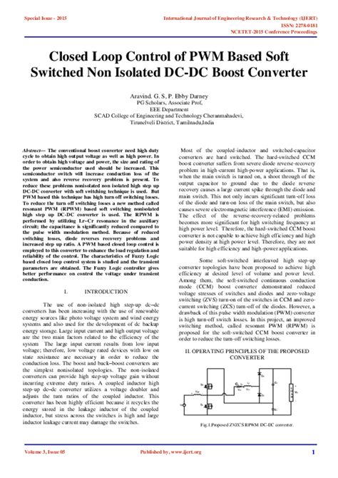 Pdf Closed Loop Control Of Pwm Based Soft Switched Non Isolated Dc Dc
