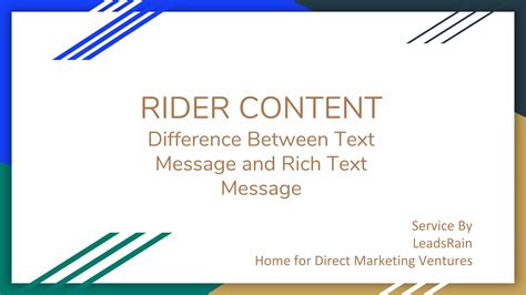 Difference Between Rext Message And Rich Text Message Ppt