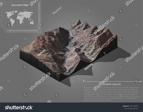 Isometric Terrain d Map Infographic ภาพประกอบสตอก Shutterstock