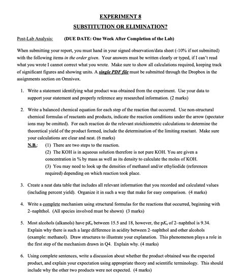Solved EXPERIMENT NSUBSTITUTION OR Chegg Com