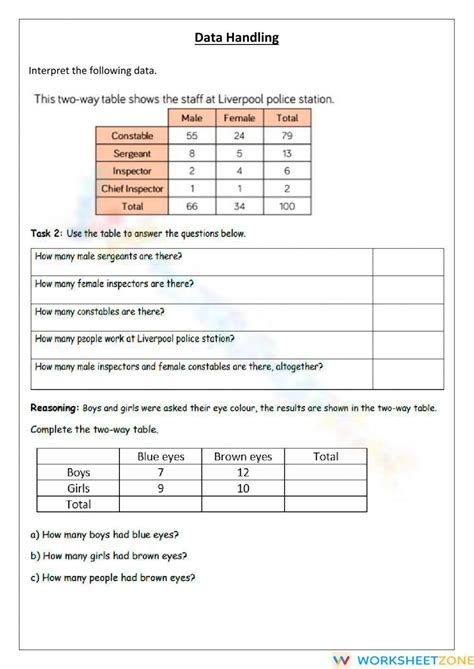 Data Handling Worksheet