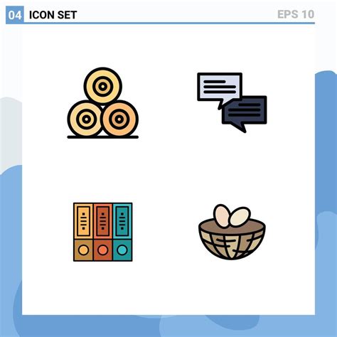 Universal Icon Symbols Group Of 4 Modern Filledline Flat Colors Of Farm Data Village Message