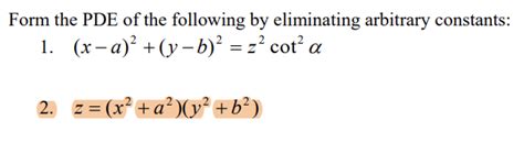 solved form the pde of the following by eliminating