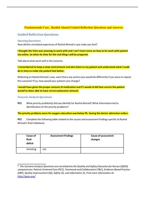Summary Fundamentals Case Rashid Ahmed Guided Reflection Questions And Answers Fundamentals