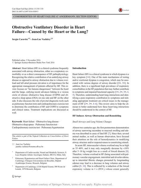 Obstructive Ventilatory Disorder In Heart Failure Caused By The Heart