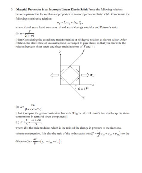 [solved] 3 material properties in an isotropic linear elastic solid