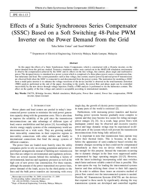 pdf effects of a static synchronous series compensator sssc based