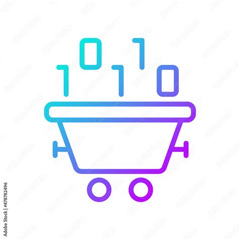 Data Mining Technology Gradient Linear Vector Icon Binary Code And Wagon Extracting Important