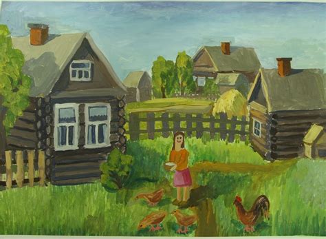 Рисунок лето в деревне 80 фото