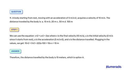 solved 11 a body starting from rest moving with an acceleration of 5