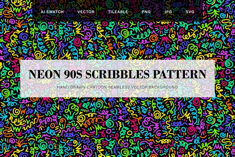 Neon Squiggle Scribbles Seamless Pattern Graphic By Barsrsind · Creative Fabrica