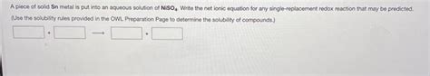 Solved Write The Net Ionic Equation For The Following Chegg