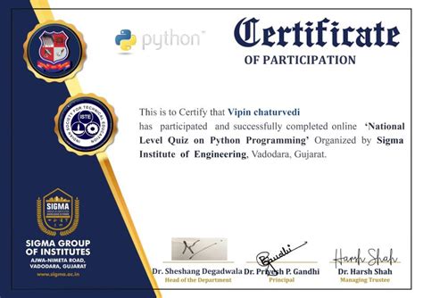 Vipin Chaturvedi On Linkedin Python Programming Certification