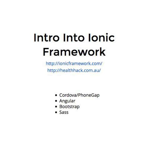 Ionic Framework Introduction