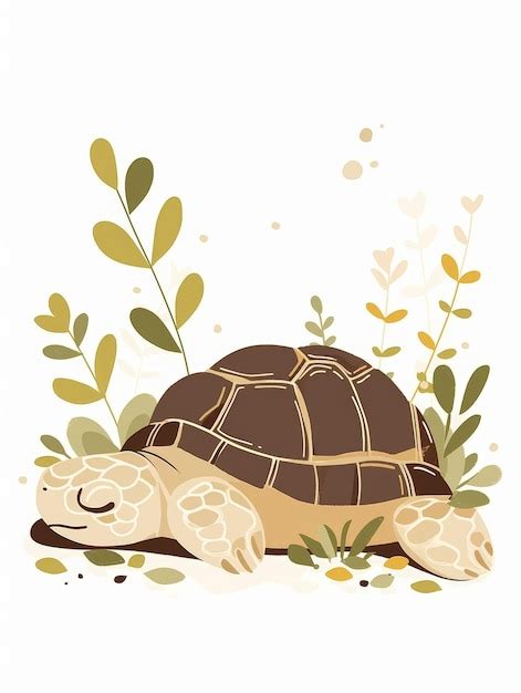 Premium Photo Gentle Turtle Hiding In Shell Aesthetic Minimal Illustration Generative Ai