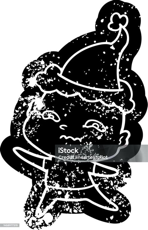 기발한 만화 산타 모자를 쓰고 신경질적인 남자의 고민 아이콘 낙서 드로잉에 대한 스톡 벡터 아트 및 기타 이미지 낙서 드로잉 남자 만화 Istock