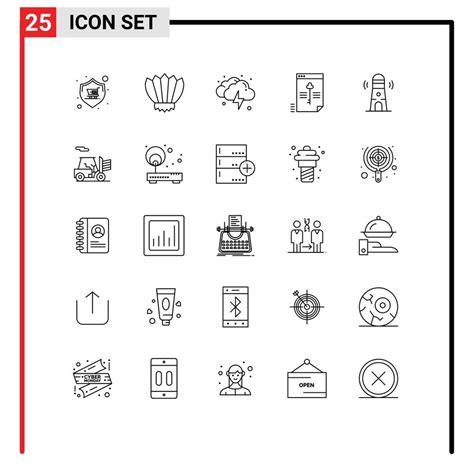 Mobile Interface Line Set Of 25 Pictograms Of Key Secure Ocean File