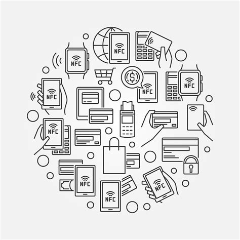 Premium Vector Nfc Payment Vector Round Concept Illustration In Thin