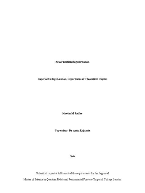 Zeta Function Regularization Pdf Quantum Field Theory Complex