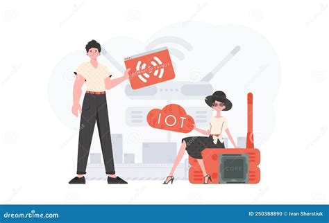 A Man And A Woman Are A Team In The Field Of The Internet Of Things Iot And Automation Concept
