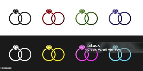 세트 결혼 반지 아이콘 흑백 배경에 고립 신부와 신랑 보석 기호입니다 결혼 아이콘입니다 다이아몬드 링 벡터 일러스트 0명에 대한 스톡 벡터 아트 및 기타 이미지 Istock