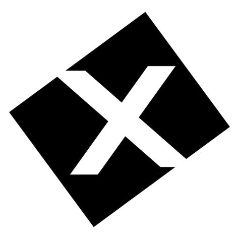 검은 사각형 모양의 X 문자 아이콘 프리미엄 벡터