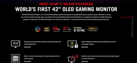 42 ASUS PG42UQ ROG Swift OLED 138Hz 4K OLED Gaming Monitor CA