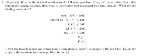 Solved 2 60 Points What Is The Optimal Solution To The