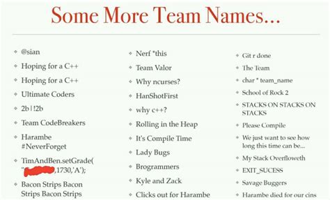 C These Are Some Of The Team Names For My University S System