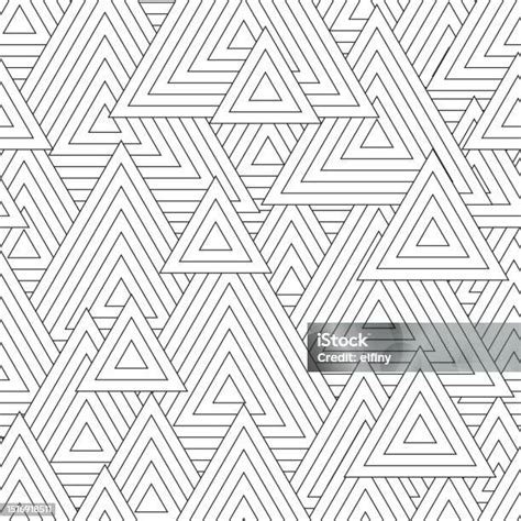 낙서 스타일의 색칠하기 책을 위한 흑백 이음매 없는 패턴 삼각형 삼각형에 대한 스톡 벡터 아트 및 기타 이미지 삼각형