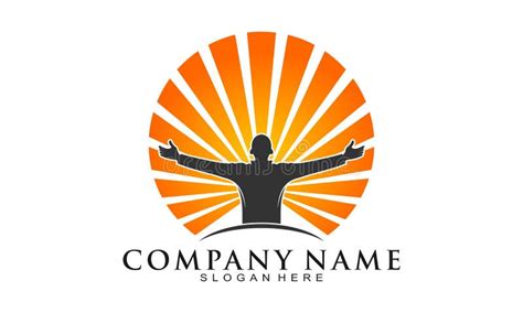 Freedom Human With Sun Illustration Vector Logo Stock Vector