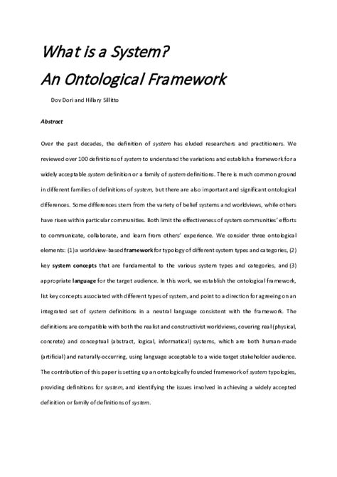 pdf what is a system an ontological framework