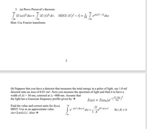 A Prove Parseval S Theorem Chegg
