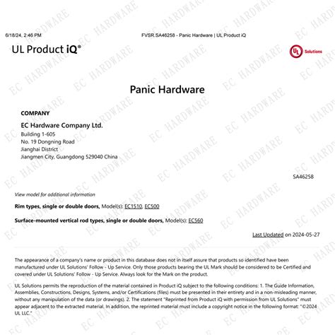 UL Listed Stainless Steel Push Bar Panic Exit Device With Exterior Lever Buy Emergency Exit