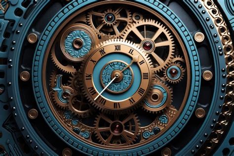 Premium Photo Precision Engineering Detailed Clockwork Gears In Blue And Black