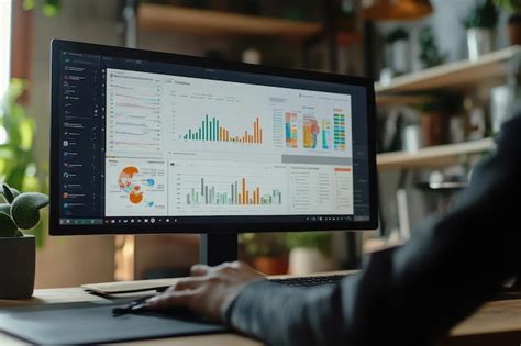 Premium Photo A Person Analyzes Data On A Computer Screen With Graphs And Charts