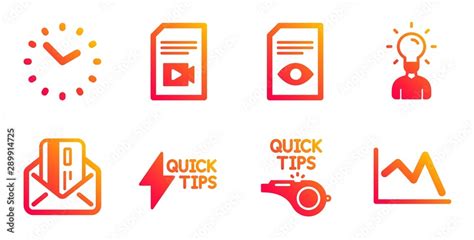 Quickstart Guide Credit Card And View Document Line Icons Set Time Education And Video File