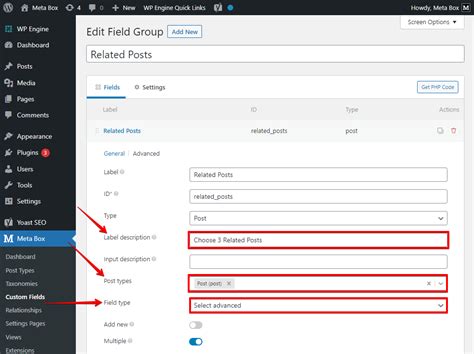 how to add related posts using custom fields meta box