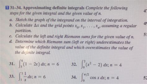 Solved T 31 34 Approximating Definite Integrals Complete