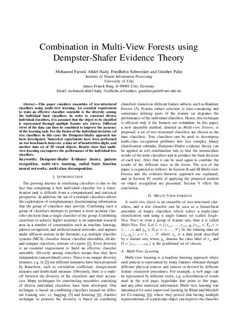 Pdf Combination In Multi View Forests Using Dempster Shafer Evidence